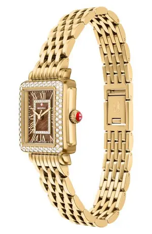 Michele Mini Deco Madison Two-tone 18k Plate Diamond Bracelet Watch