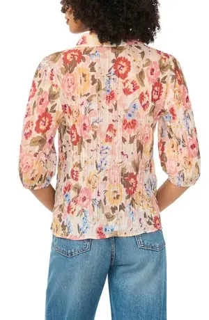 Vince Camuto Flutter Sleeve Floral Button-down Shirt