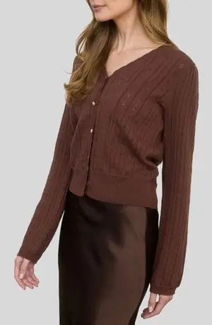 ZOE AND CLAIRE Pointelle Cotton Cardigan