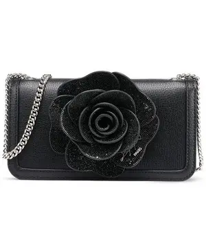 Karl Lagerfeld Paris Kosette Flower Applique Crossbody - Black/silver