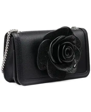 Karl Lagerfeld Paris Kosette Flower Applique Crossbody - Black/silver