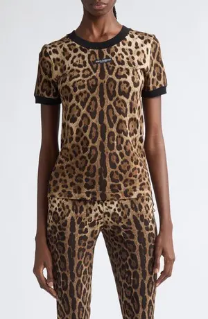 Dolce & Gabbana Leopard Jacquard Cotton Jersey T-shirt - Leo New