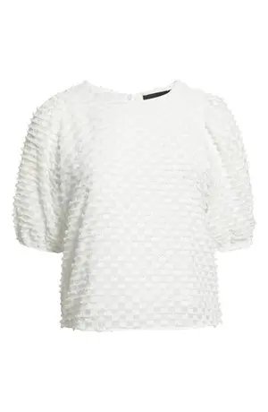 RAIN AND ROSE Textured Puff Sleeve Top