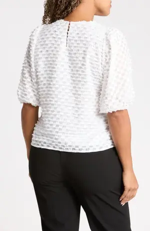 RAIN AND ROSE Textured Puff Sleeve Top
