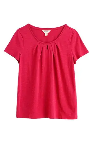 SEASALT CORNWALL Organic Cotton Keyhole T-shirt - Raspberry