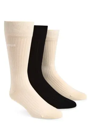 BOSS 3-pack Iconic Ribbed Crew Socks - Open White