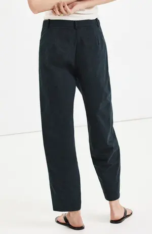 Mango High-waisted Balloon Pants With Tapered Leg - Navy