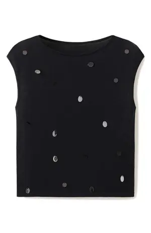 Mango Sequined Short Sleeve Top