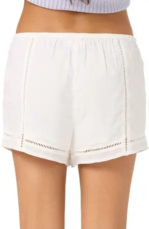 O'Neill Cotton Shorts With Ladder Stitch Detail - White
