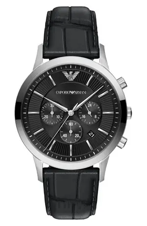 Emporio Armani Chronograph Stainless Steel Watch - Black