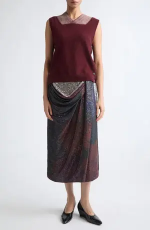MAISON MARGIELA Virgin Wool Trompe L'oeil Sweater Vest - Bordeaux/ecru