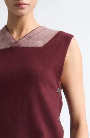 MAISON MARGIELA Virgin Wool Trompe L'oeil Sweater Vest - Bordeaux/ecru