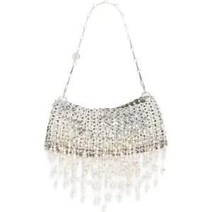 Rabanne 1969 Beaded Faux Pearl Shoulder Bag - Nacre/gris