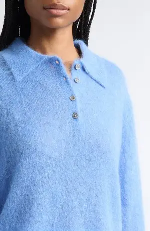 ZANKOV Ryan Alpaca & Mohair Blend Polo Sweater