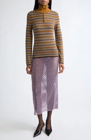 ZANKOV Merino Wool Jacquard Half-zip Sweater