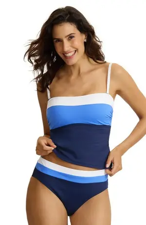 Tommy Bahama Sanibelle Colorblock High Waist Bikini Bottoms - Mare Navy