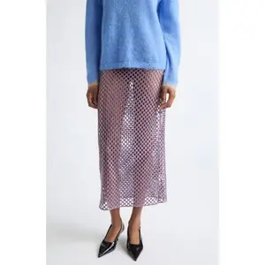 ZANKOV Halene Sequin Openwork Midi Skirt - Rain