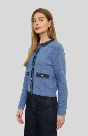 ZOE AND CLAIRE Fringe Trim Cardigan