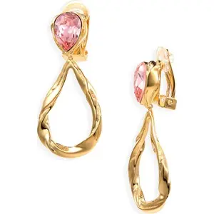 Oscar De La Renta Loop Drop Earrings With Crystal - Rose
