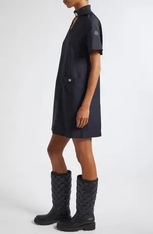 Moncler Wool Gabardine Scarf Neck Mini Dress