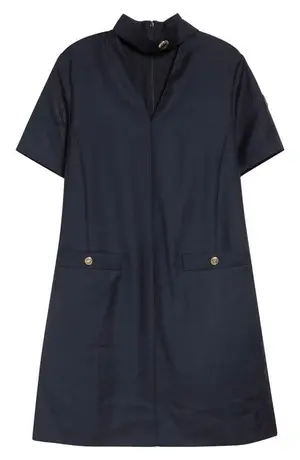 Moncler Wool Gabardine Scarf Neck Mini Dress