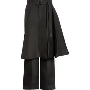 Sacai Belted Double-faced Silk & Cotton Skirted Pants