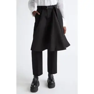 Sacai Belted Double-faced Silk & Cotton Skirted Pants - Black