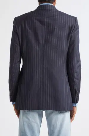 TOM FORD Chalk Stripe Double-breasted Sport Coat - Ucc Navy