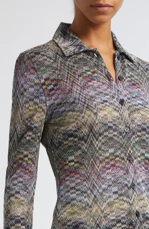 Missoni Metallic Jacquard Knit Button-up Shirt