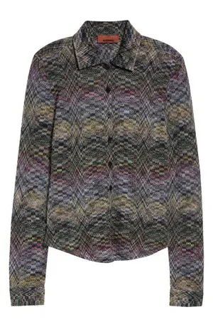 Missoni Metallic Jacquard Knit Button-up Shirt