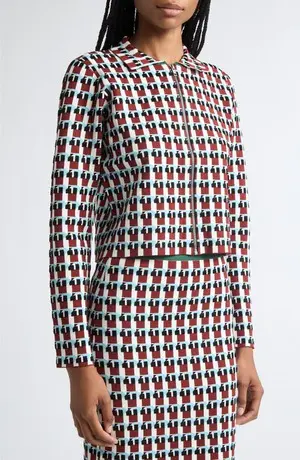 ZANKOV Geometric Print Zip-up Shirt Jacket