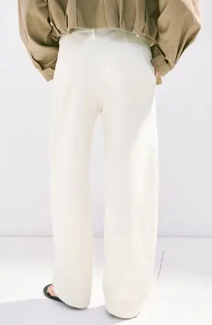Mango Asymmetrical Waistband Cotton Wide Leg Pants