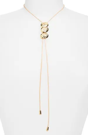 Ettika Corded Bolo Necklace With Pebbled Charms