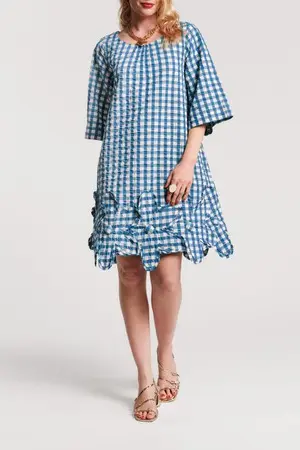 FRANCES VALENTINE Zennia Mini Dress Gingham - Blue/white