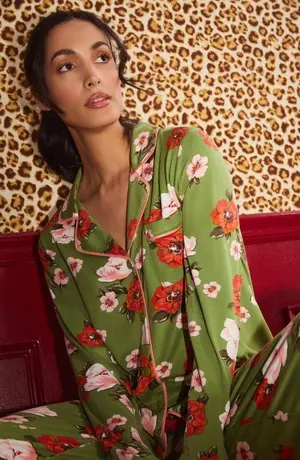 ROOM SERVICE Print Pajamas - Green/floral