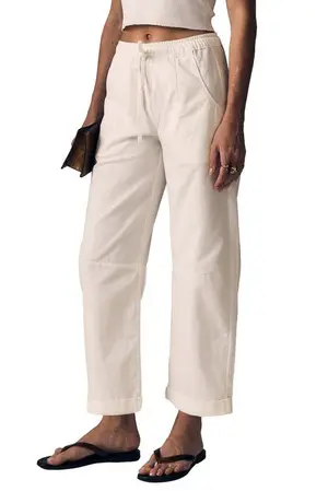 LE JEAN Mara Wide Leg Cotton Sateen Drawstring Pants