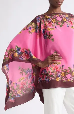 Etro Floral Silk Poncho