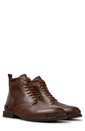 Camper Pix Leather Ankle Boot - Medium Brown