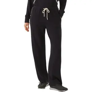Karen Kane Edge Stitch Wide Leg Sweatpants - Black