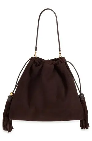 Etro Large Kalispera Tassel Suede Shoulder Bag