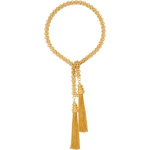 Sylvia Toledano Plated Brass "tie" Pendant Necklace With Tassels - Gold