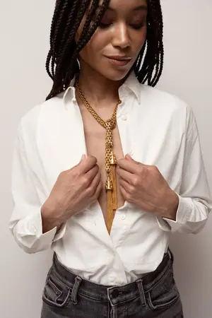Sylvia Toledano Plated Brass Tasseled Pendant Necklace - Gold