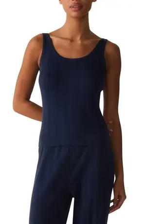 PETITE PLUME Pointelle Cotton Tank Top