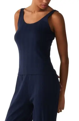 PETITE PLUME Pointelle Cotton Tank Top