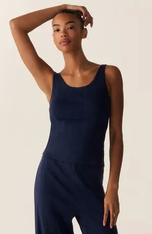PETITE PLUME Pointelle Cotton Tank Top
