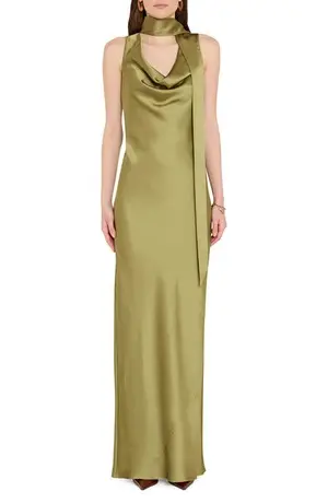 Amanda Uprichard Paula Scarf Detail Maxi Dress