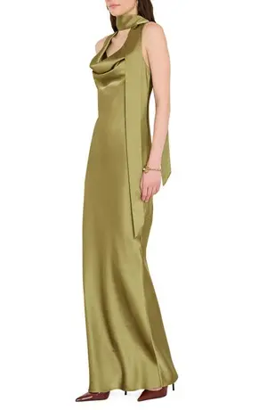 Amanda Uprichard Paula Scarf Detail Maxi Dress