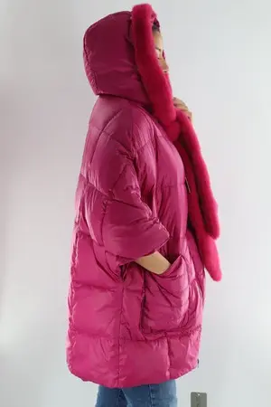 La Fiorentina Puffer Jacket With Faux Fur Scarf