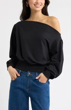 Bp. Off The Shoulder Sweatshirt - Black