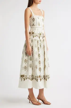Moon River Print Sleeveless Midi Dress